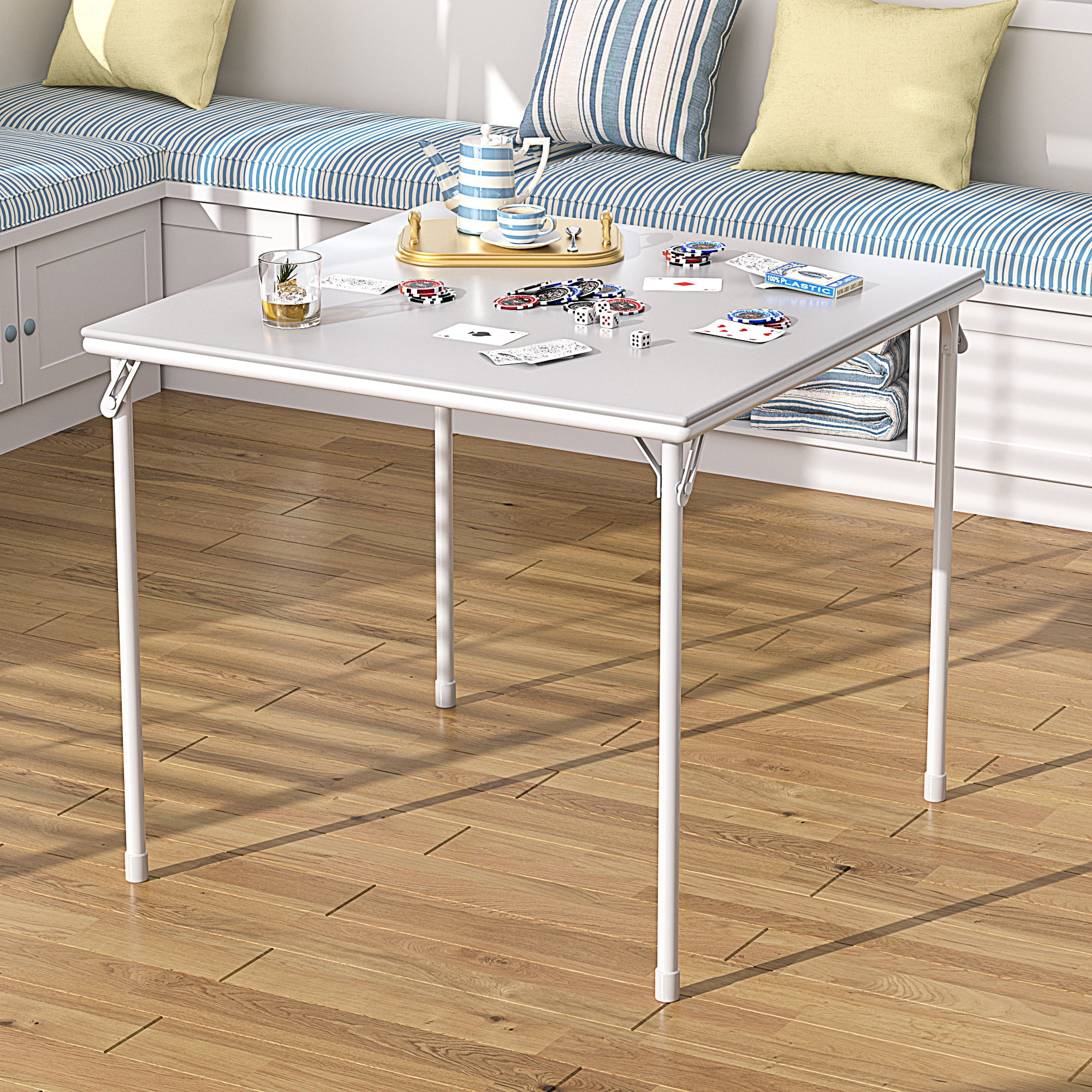 VECELO Folding Square Table, Portable Card and Game Activity Table for ...