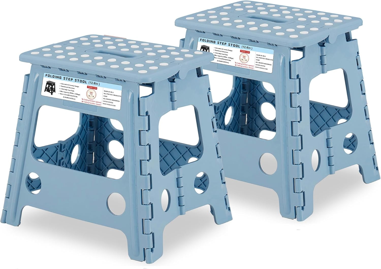 VECELO Folding Step Stool 13 Inch, Non-Slip Surface Portabl Foldable 1 ...