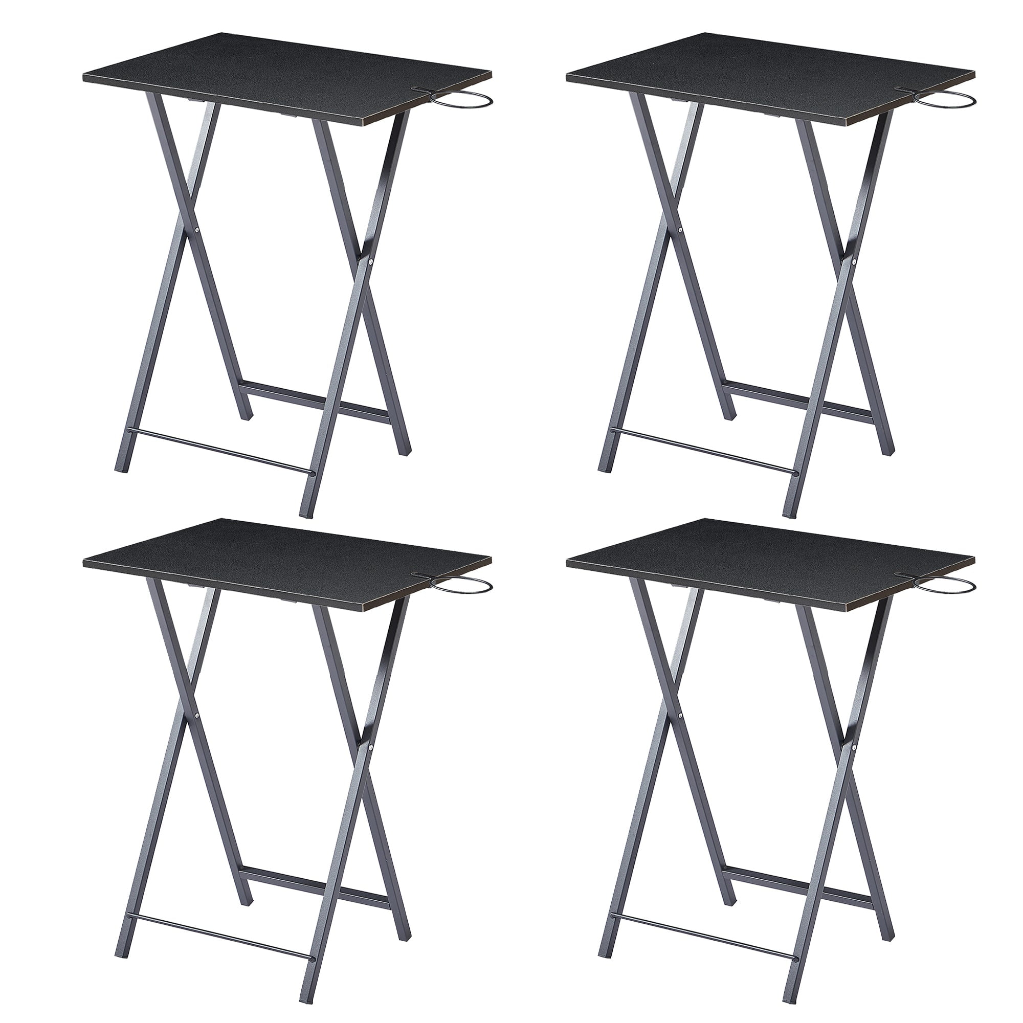 VECELO Folding TV Tray, Portable Dinner/Snack Table with Cup Holder ...