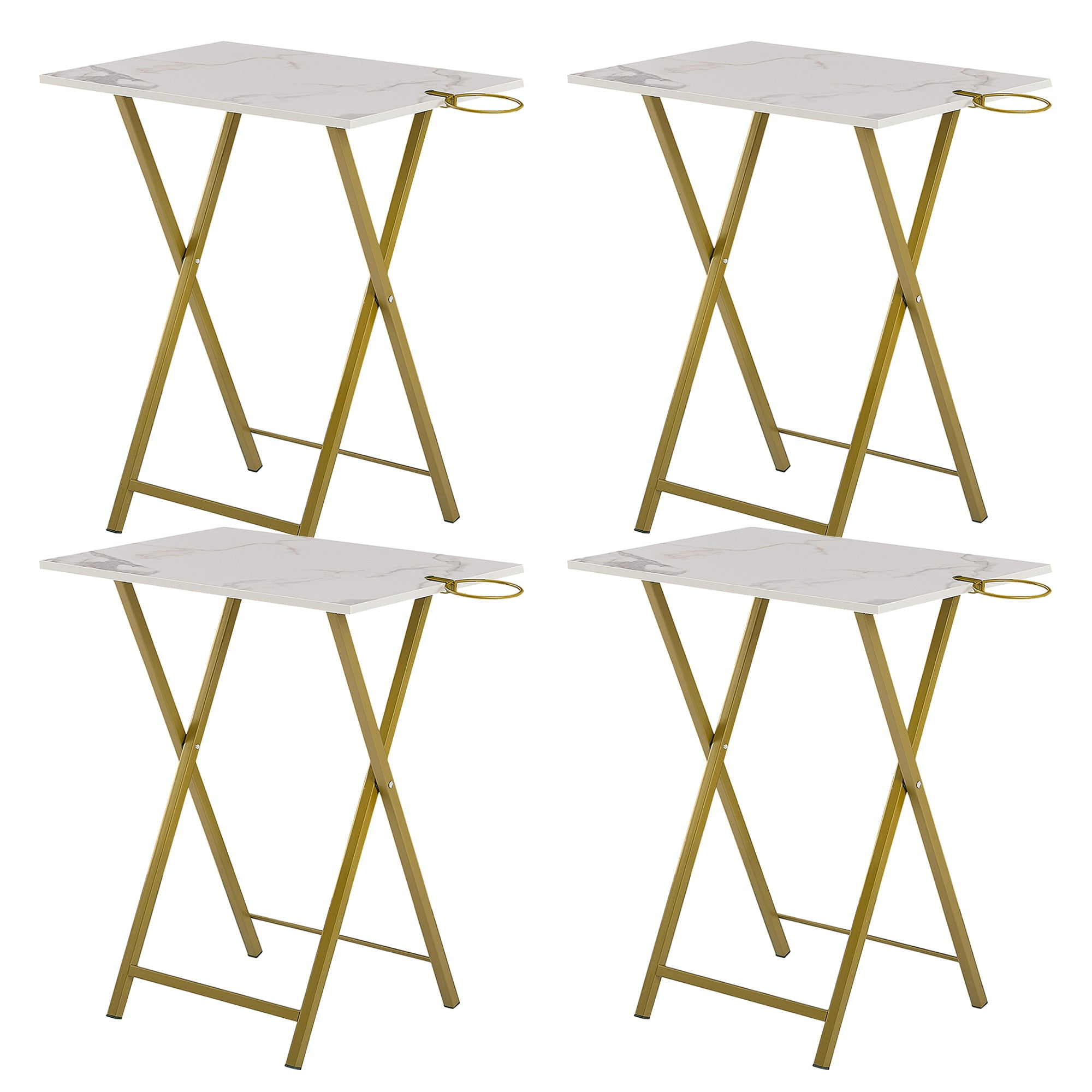 VECELO Folding TV Tray, Portable Dinner/Snack Table with Cup Holder ...