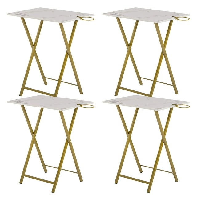 VECELO Folding TV Tray, Portable Dinner/Snack Table with Cup Holder ...