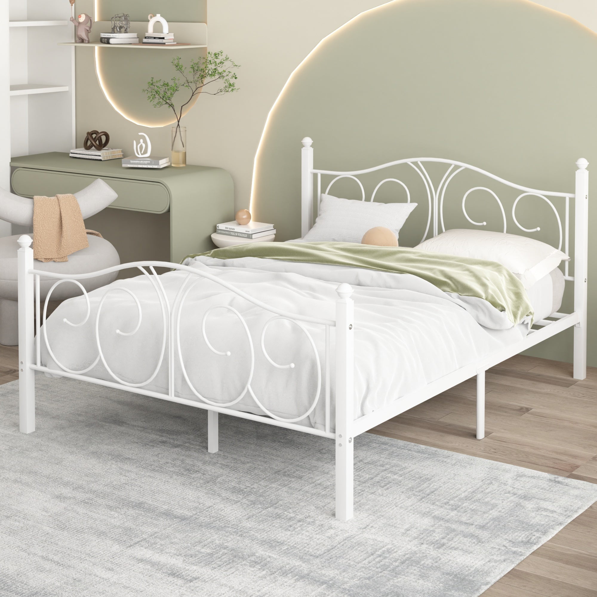 VECELO Full Metal Bed Frame with Headboard and Footboard, Heavy Duty ...