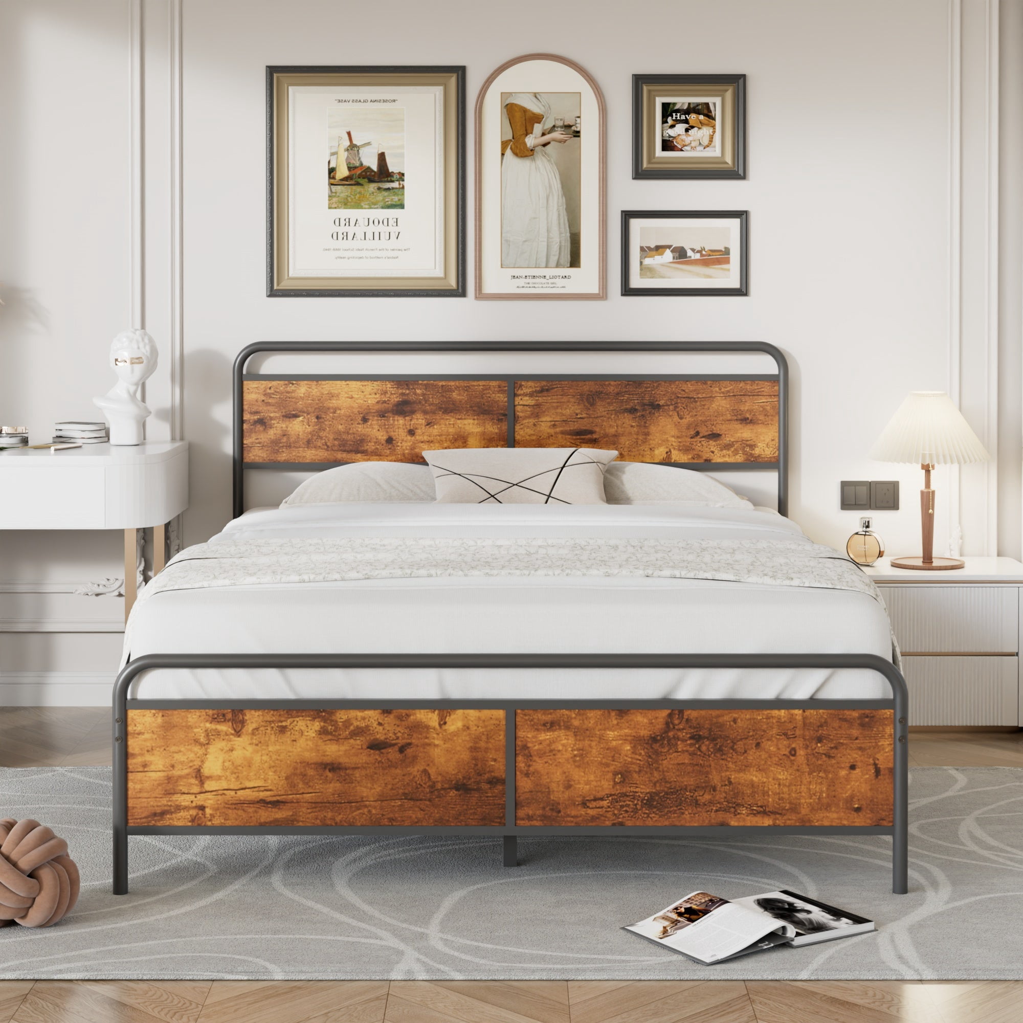 VECELO Full Size Platform Bed Frame, Heavy Duty Metal Bed Frame with ...