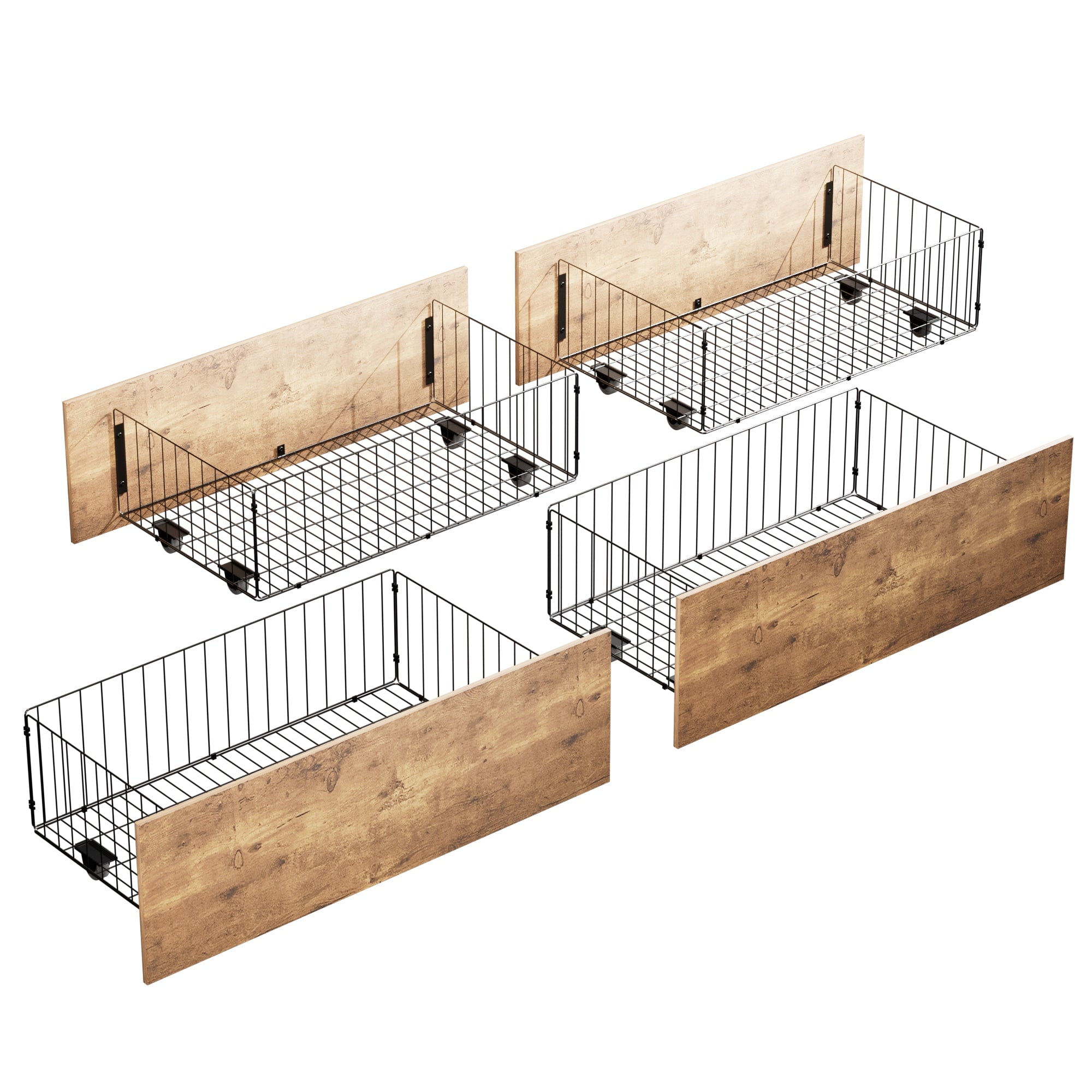 VECELO Full Size Underbed Storage Drawers, Set of 4, Brown - Walmart.com