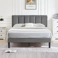 VECELO Full Size Upholstered Platform Bed Frame, Adjustable Headboard ...