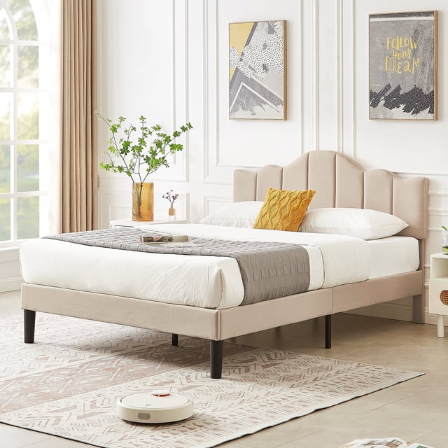 VECELO Height Adjustable Headboard Upholstered Platform Bed Frame ...