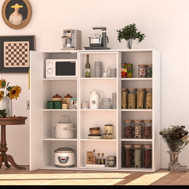 VECELO Kitchen Pantry Cabinets with Doors and Sliding Storage Cube ...