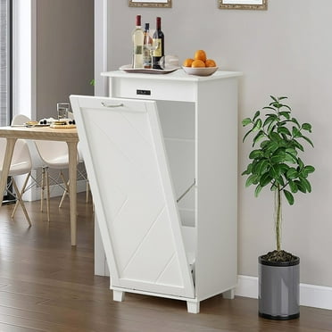 ELECWISH Dual Tilt Out Trash Can Cabinet, Wooden Cupboard, Hidden ...