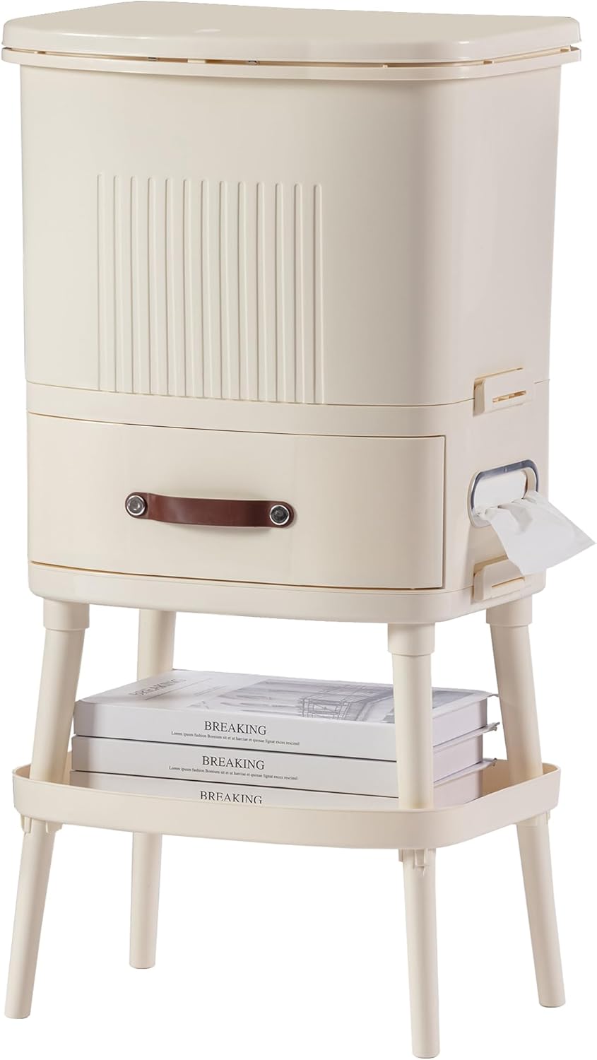 VECELO Kitchen Trash Can with Lid, Garbage Bin with Push Button, Tissue ...