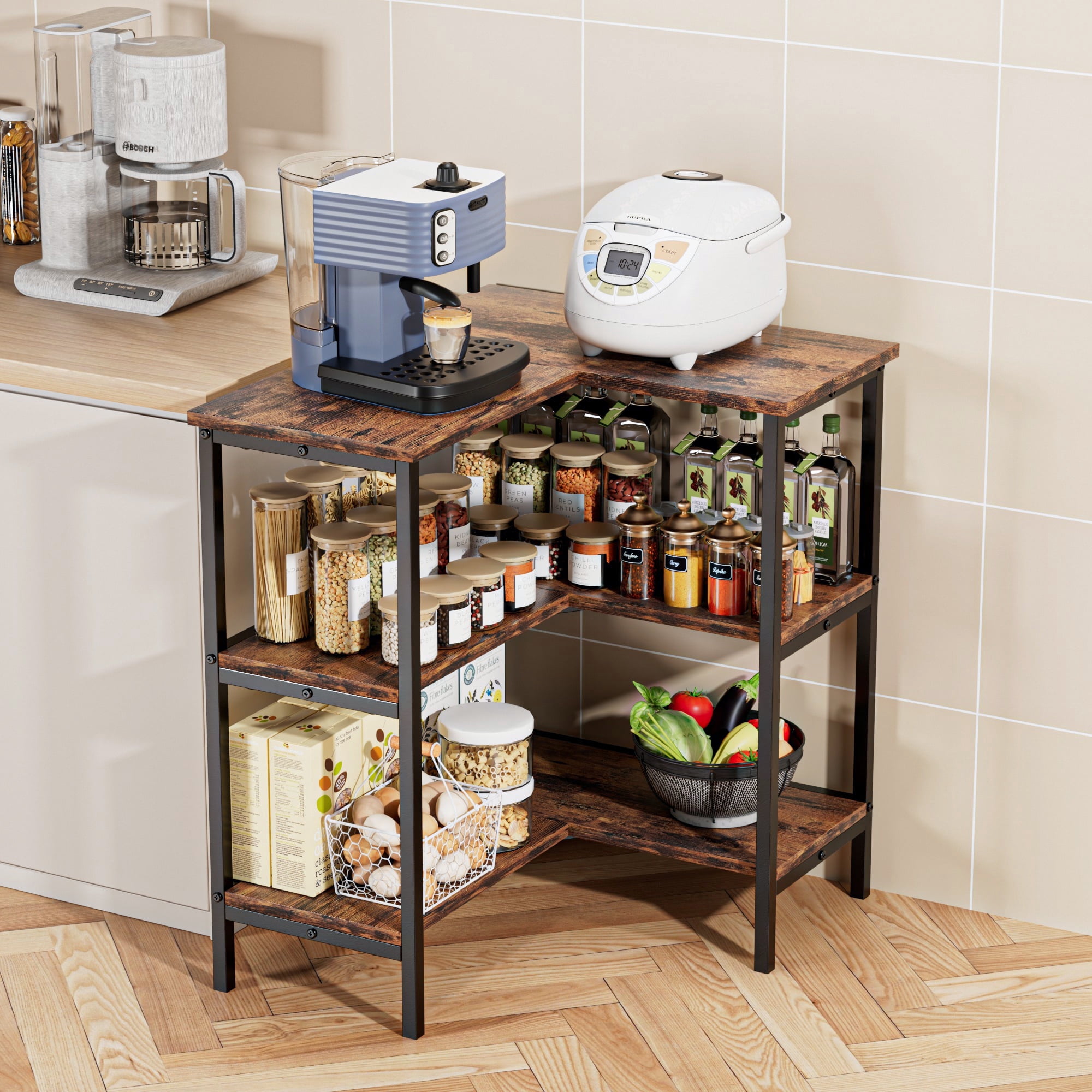 VECELO L-Shaped Corner Bookcase, 3-Tier Storage Unit for Home, Office ...