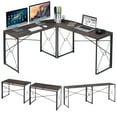 VECELO L Shaped Folding Computer Desk, Modern Corner Gaming/Writing ...