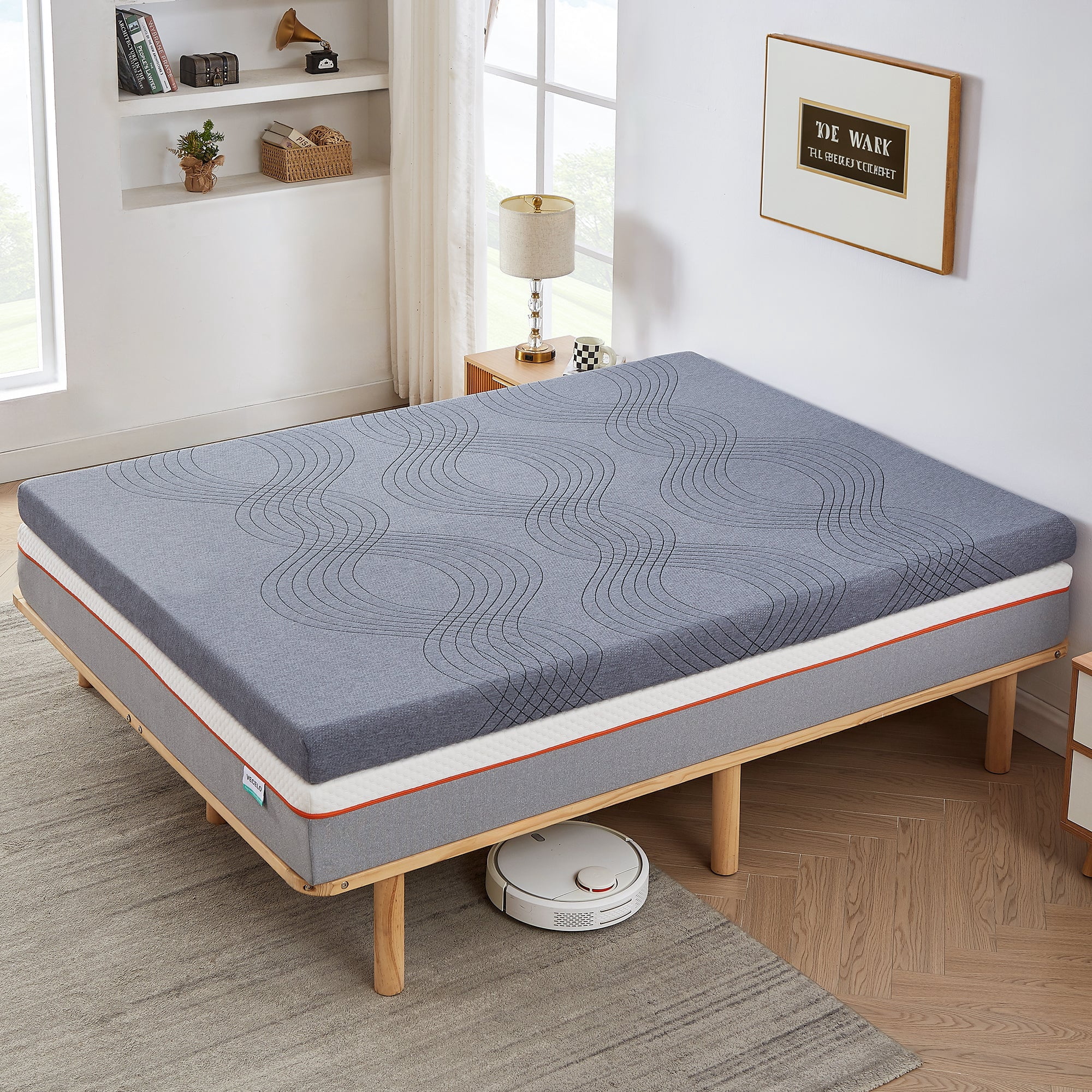 VECELO Mattress Topper King, 4 Inch Fresh Cooling Memory Foam Bed ...