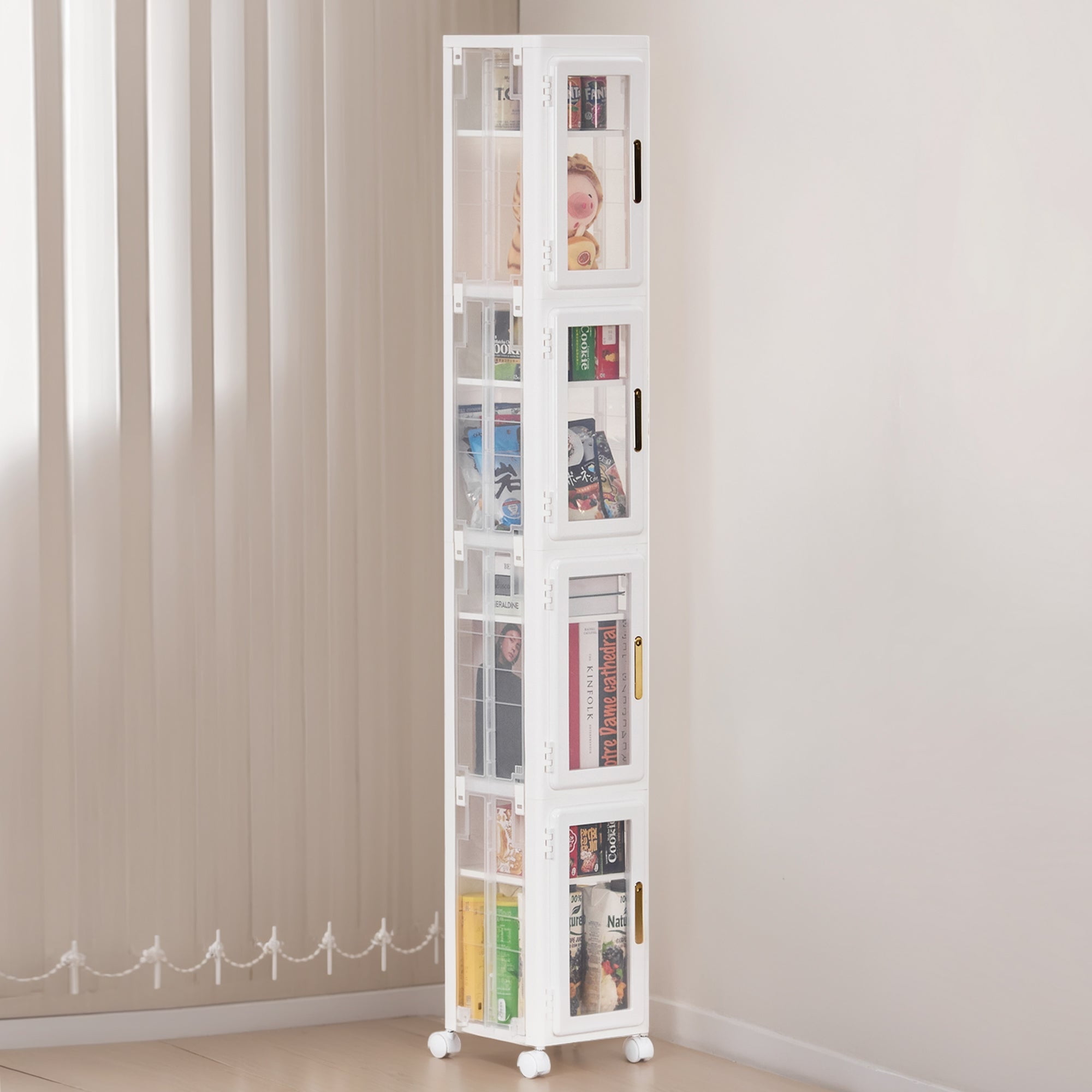 VECELO Narrow Tall Storage Cabinet with Doors and Shelves, 4 Tier ...