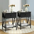 VECELO Nightstands Set of 2, Industrial End Table with 1-Drawer ...