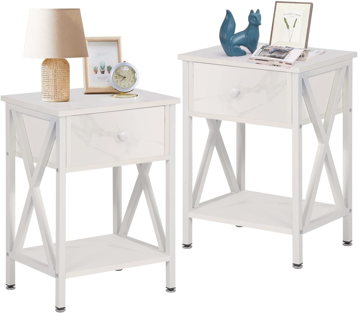 VECELO Nightstands Set of 2, Modern Bedside End Tables, Night Stands ...