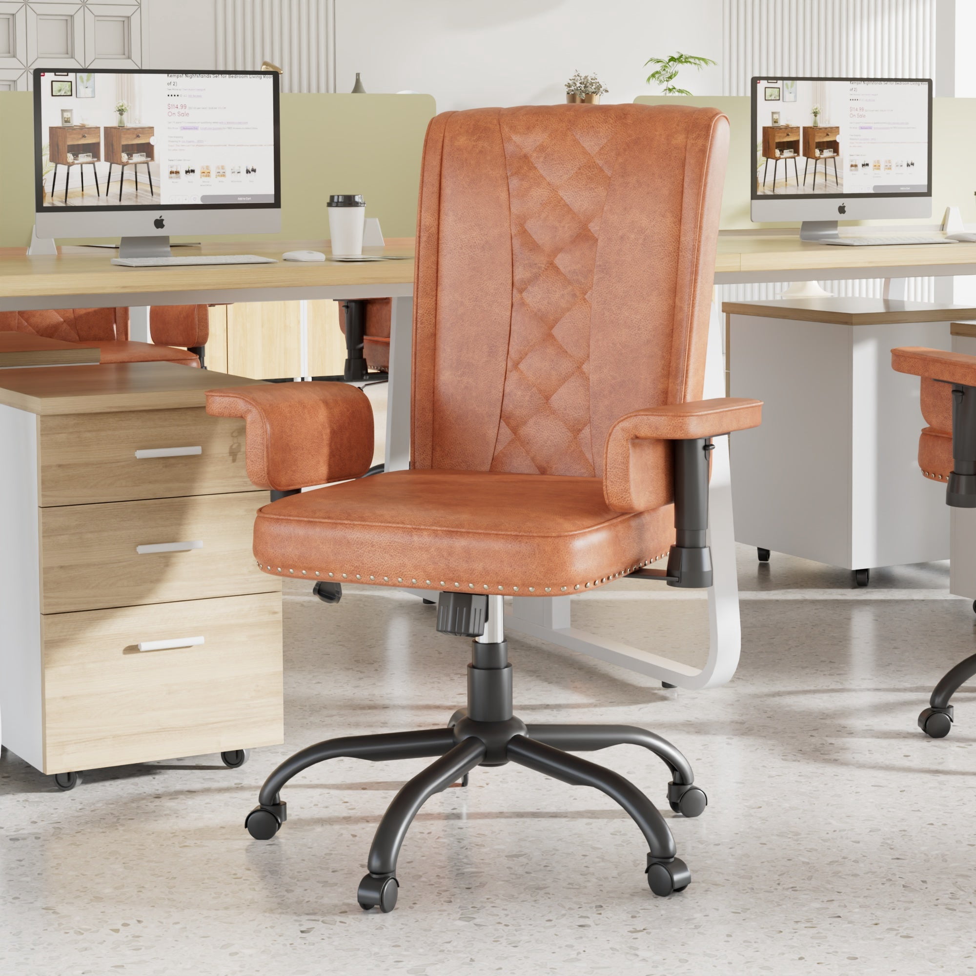VECELO Office Chair High Back Computer Desk Chair, PU Leather ...