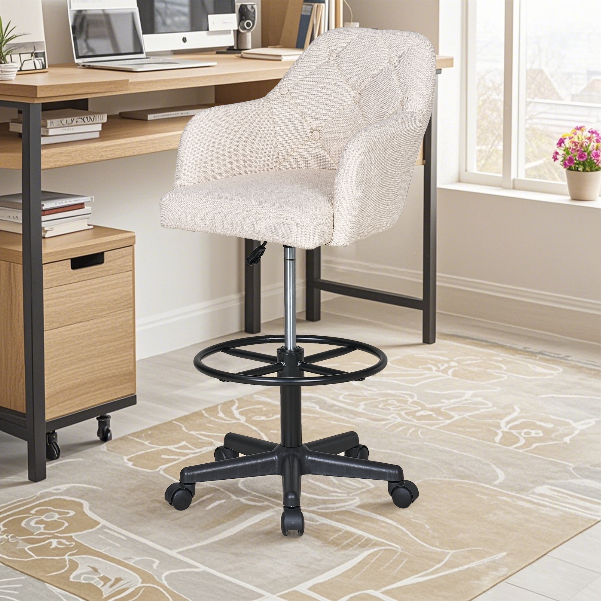 VECELO Office Chair with Armrests, Height Adjustable PU Leather ...