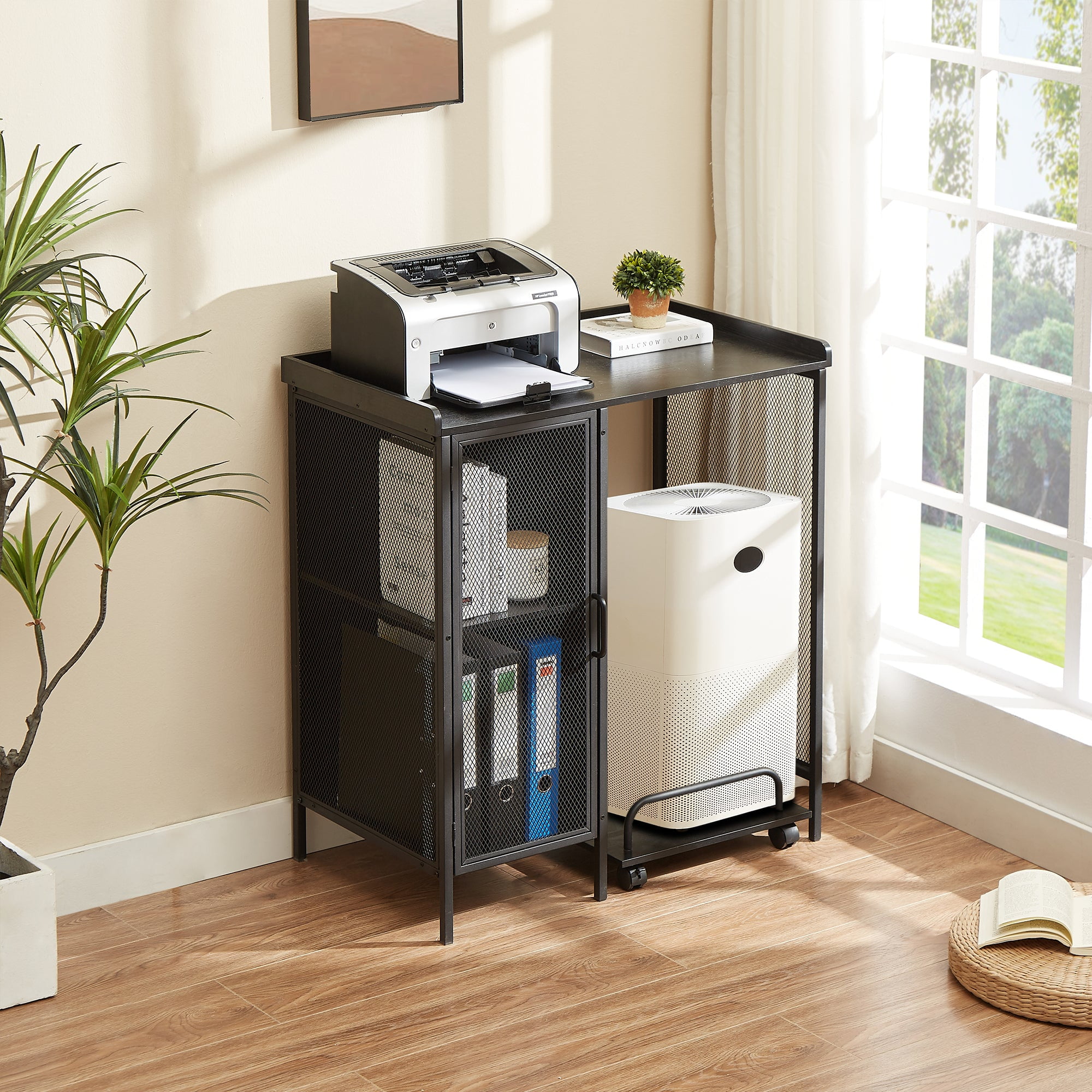 VECELO Office File Cabinet with Door, Metal Mobile Lateral Filing ...