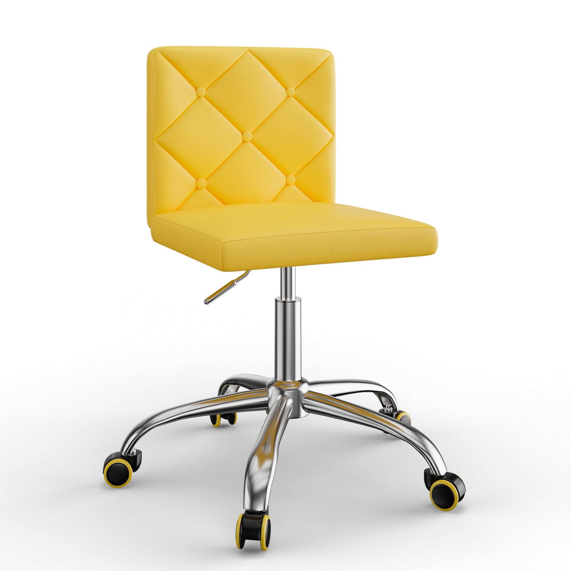VECELO PU Leather Armless Office Chair with Wide Seat, Adjustable ...