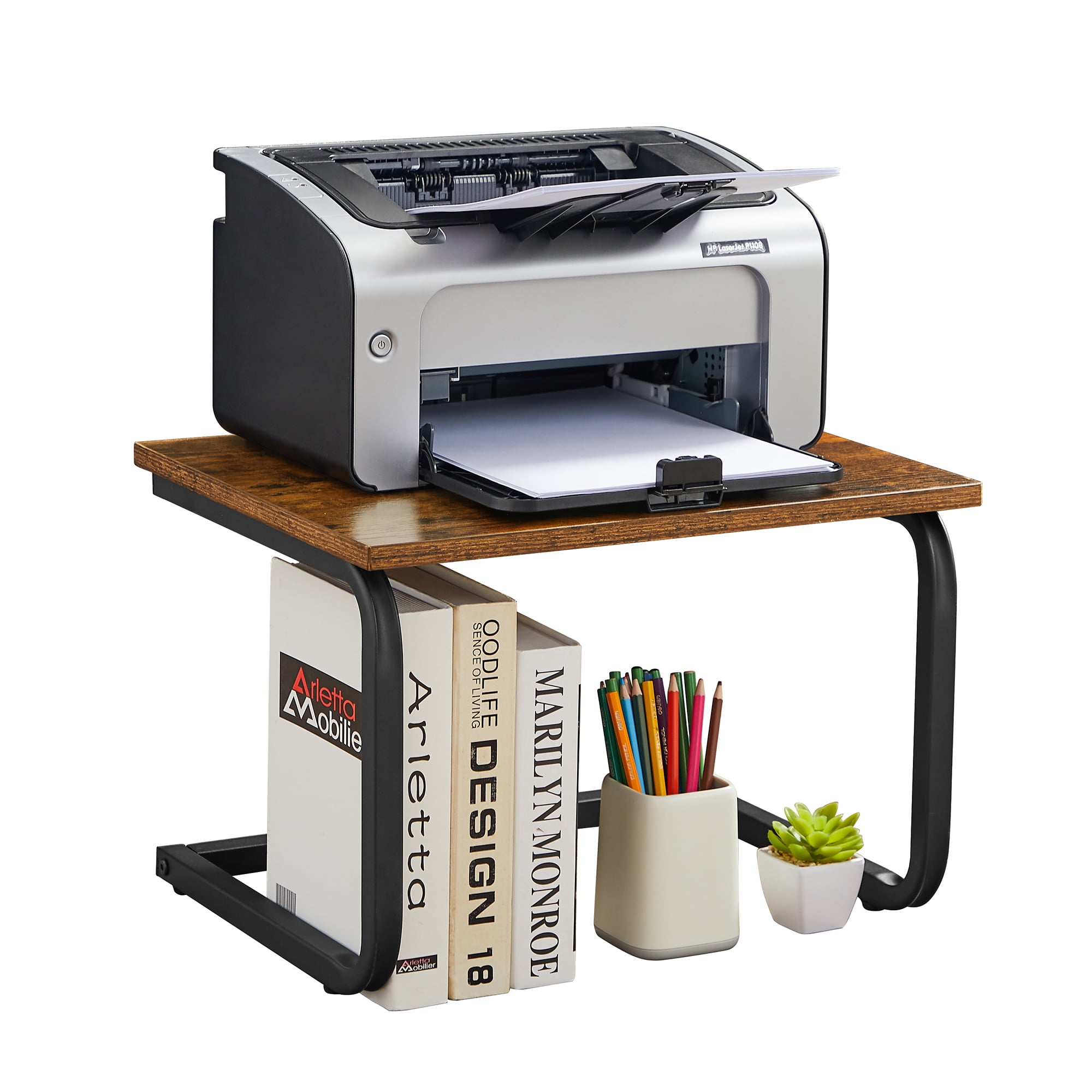 VECELO Printer Stand, Wood Home Office Desktop Fax Machine Scanner File ...