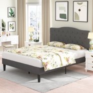 Amolife King Bed Frame with Tall Backboard, Adjustable Velvet-Studded ...