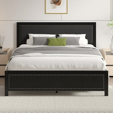 MossHome-US Queen Size Bed Frame, Platform Bed Frame with Upholstered ...