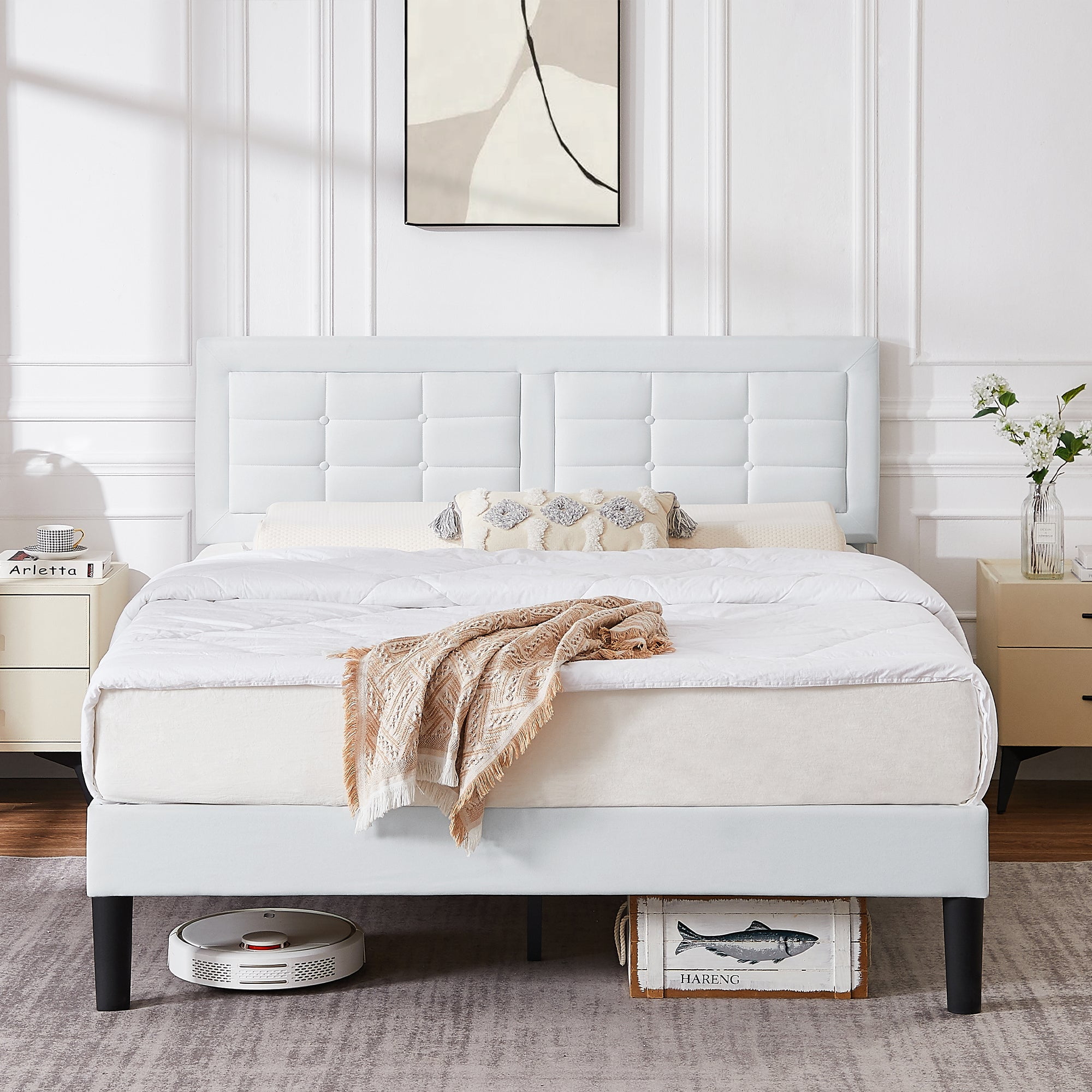 VECELO Queen Size Bed Frame, Modern Platform Bed Frame with Adjustable ...