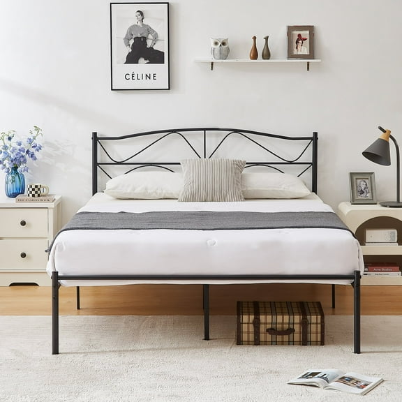 Alvantor Heavy Duty Metal Bed Frame with Storage, Steel Slat Support ...