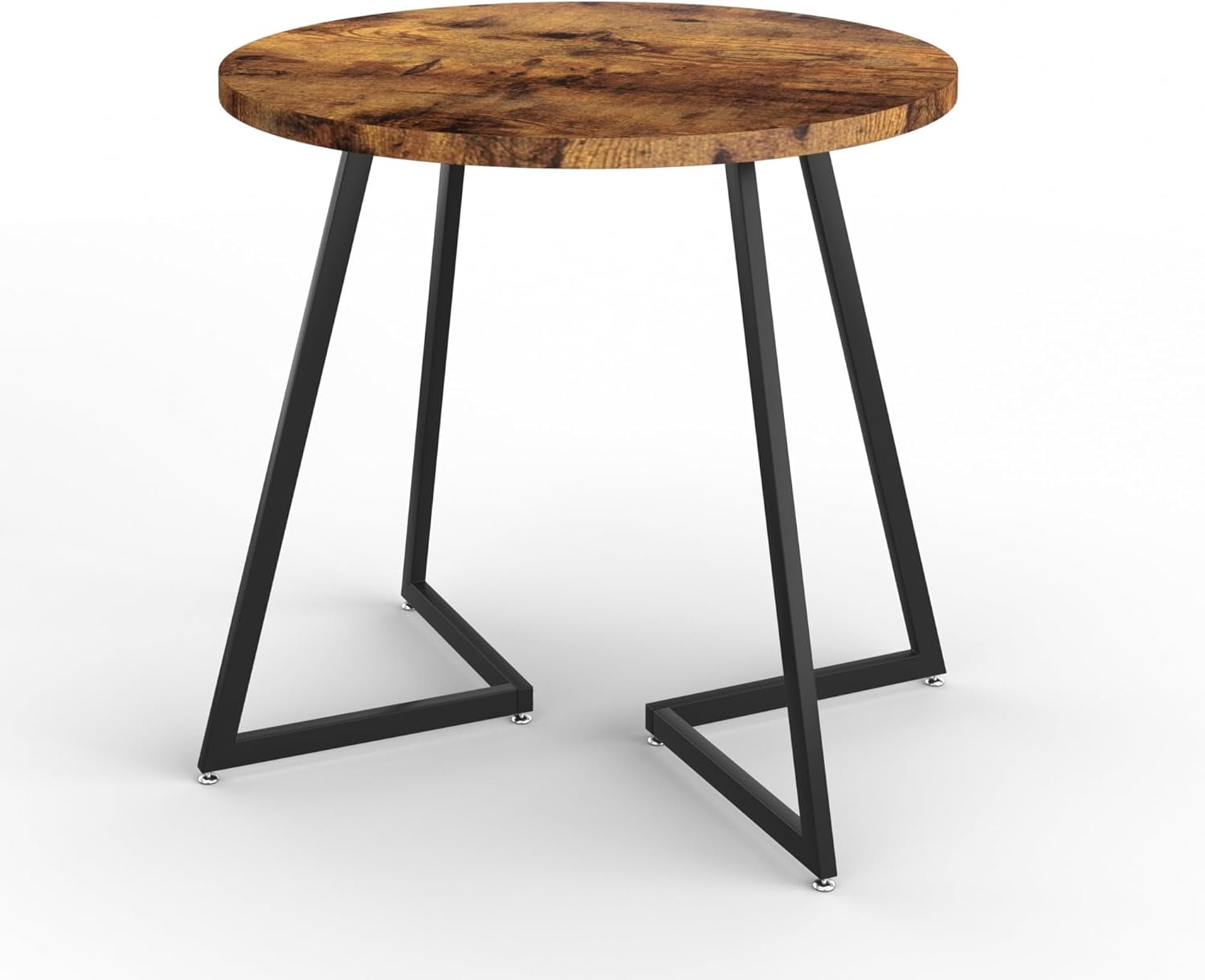VECELO Round Dining Room Table with Wood Grain Tabletop and Steel Frame ...