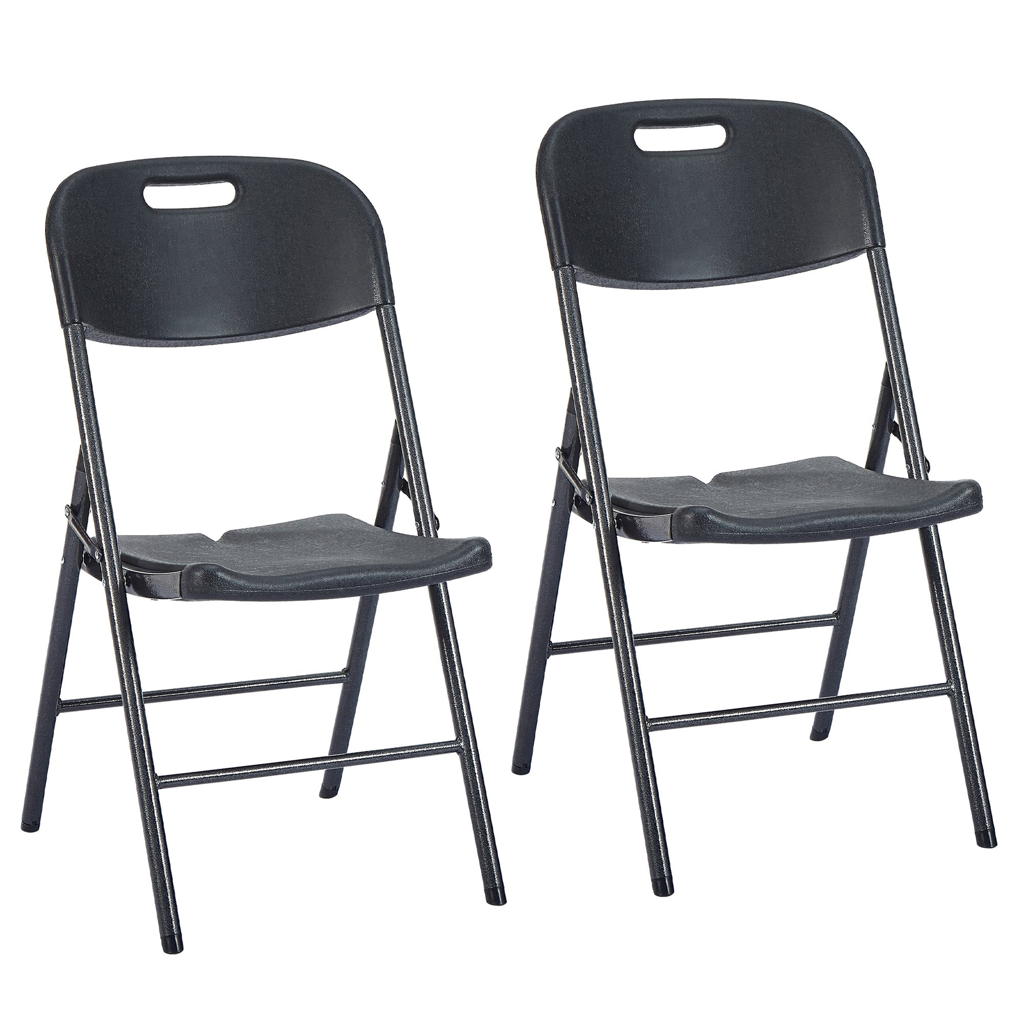 VECELO Set of 2 Folding Chairs, Indoor Outdoor Portable Metal Plastic ...
