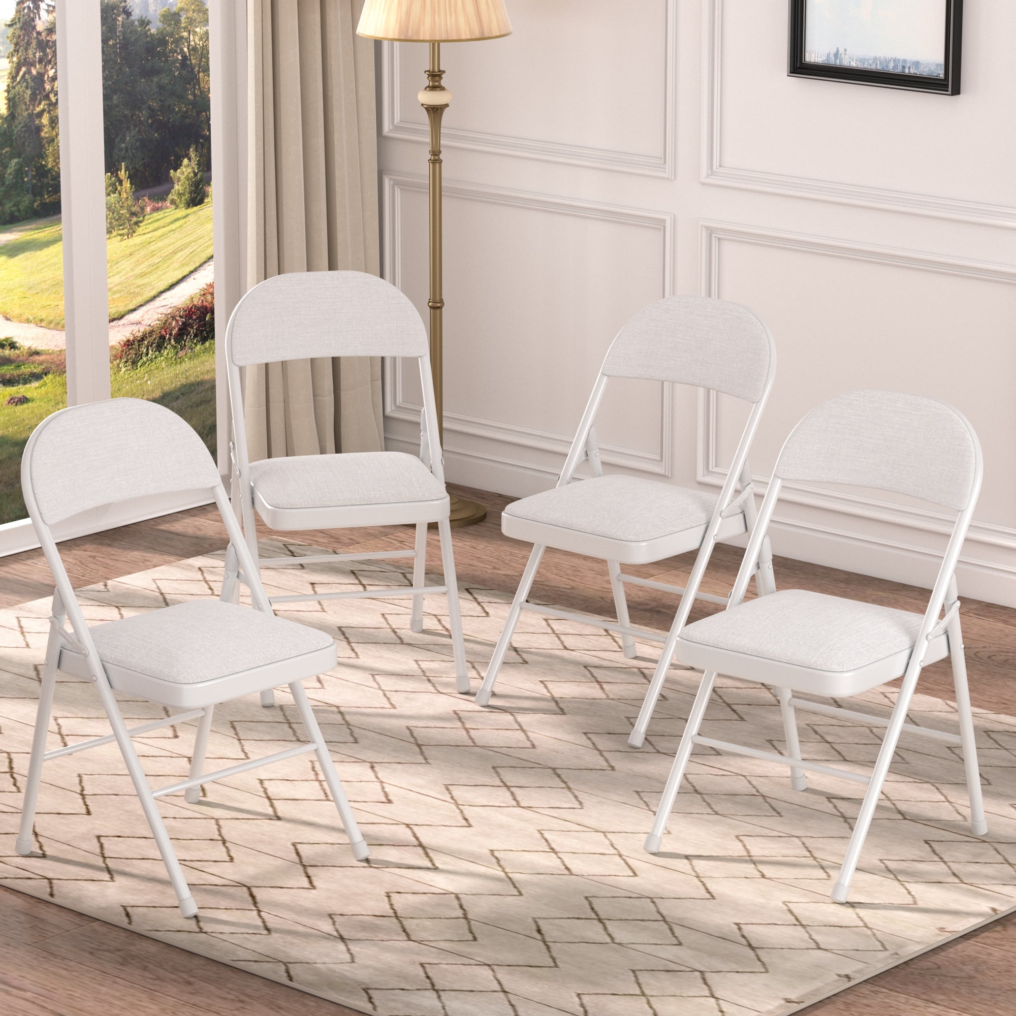VECELO Set of 4 Folding Chairs, Fabric Dining Chair Set with Padded ...
