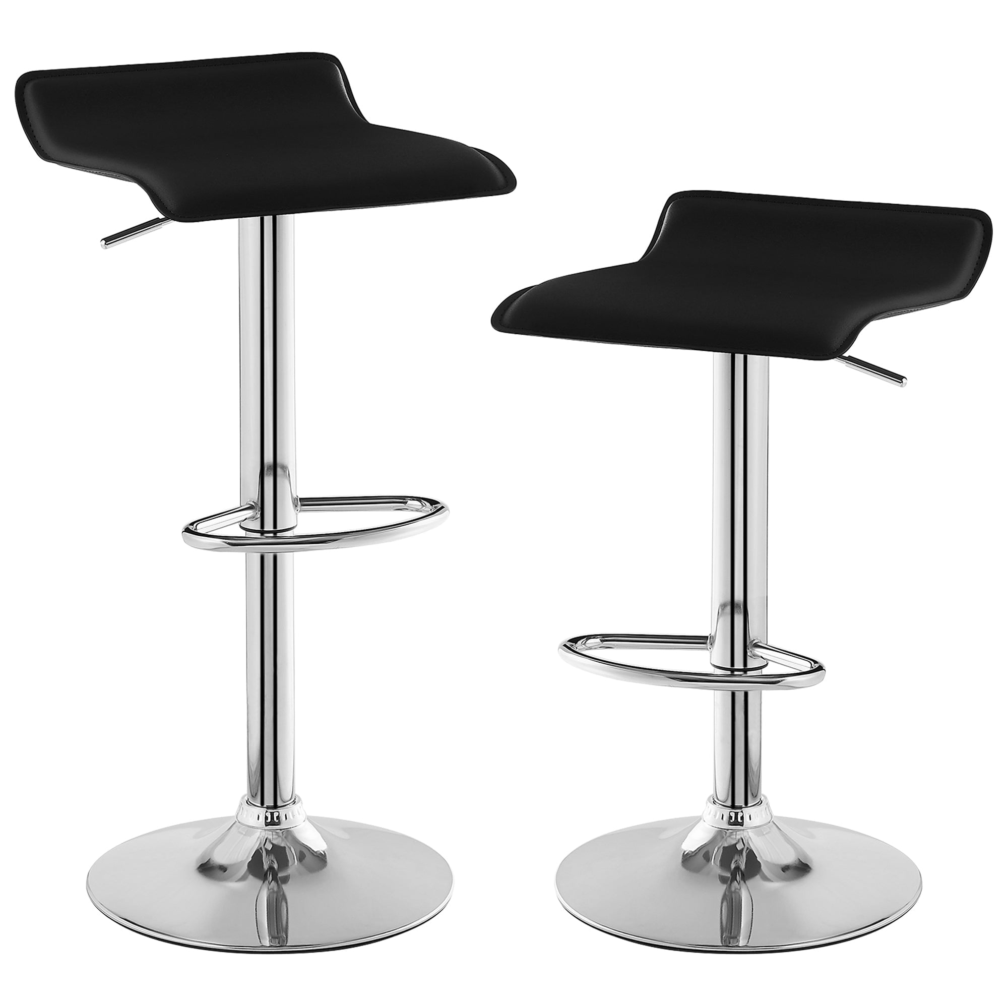 VECELO Set of 2 Bar Stools, Modern Swivel Adjustable Height Counter ...