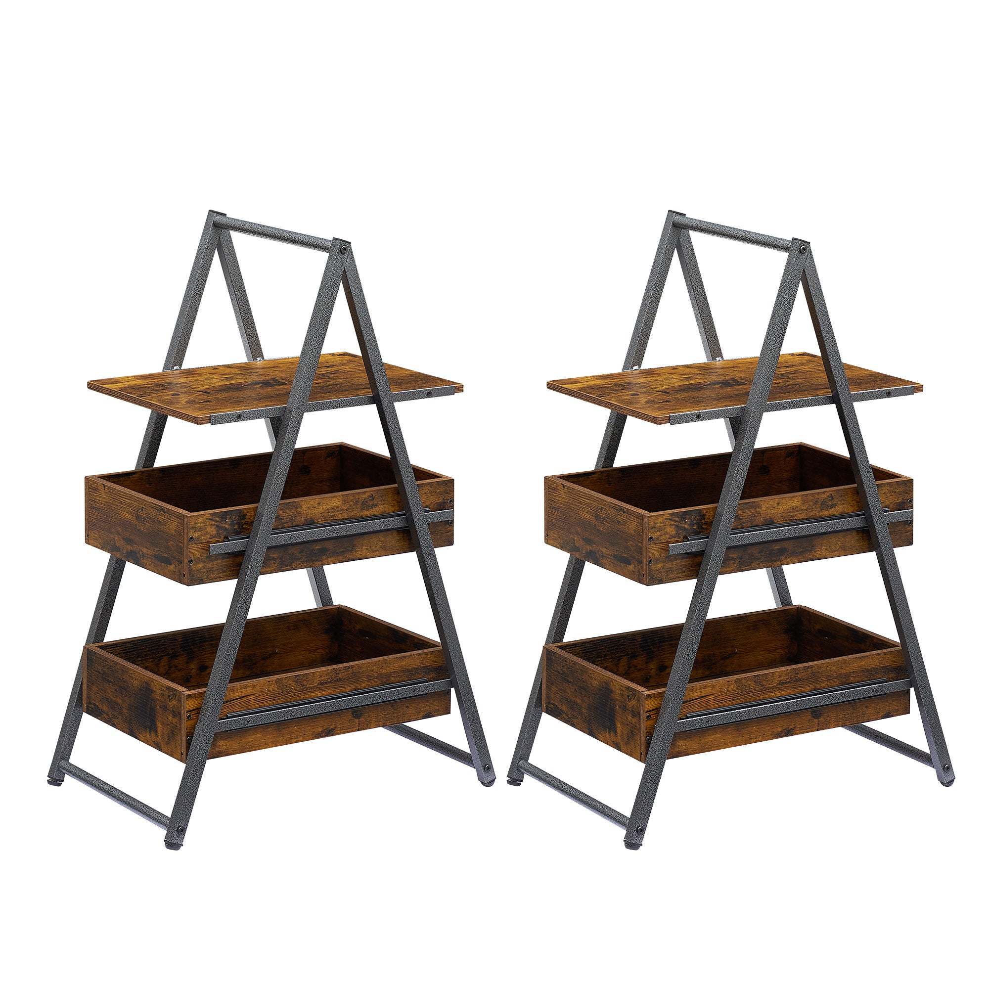VECELO Set of 2 Industrial 2 Tier Pull-out Tray Storage Shelf for ...