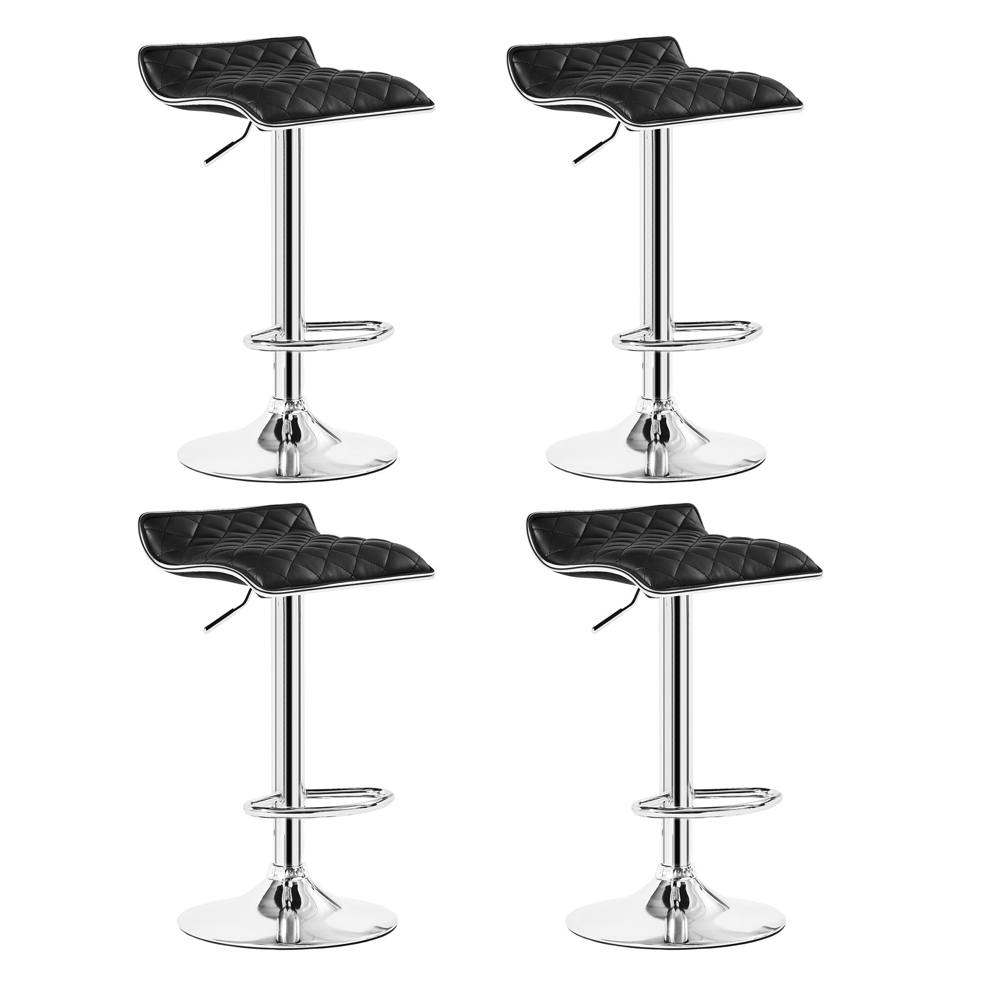 VECELO Set of 4 Adjustable Swivel Bar Stools, Modern Counter Height Bar ...