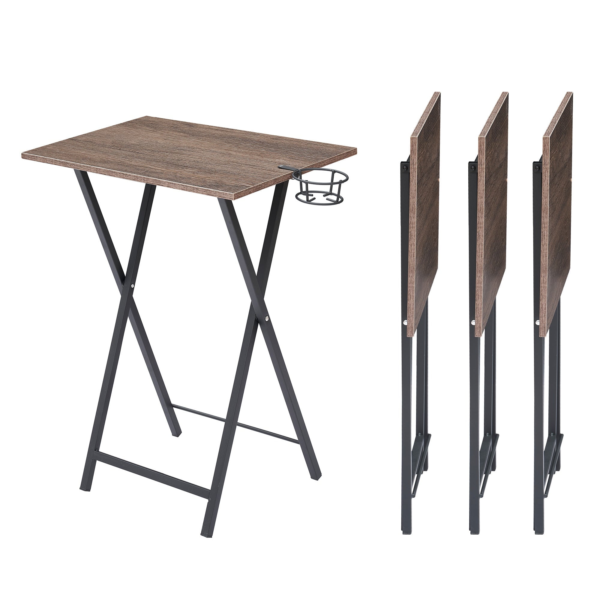 VECELO Set of 4 TV Tray Table, Folding Snack Table with Cup Holder ...
