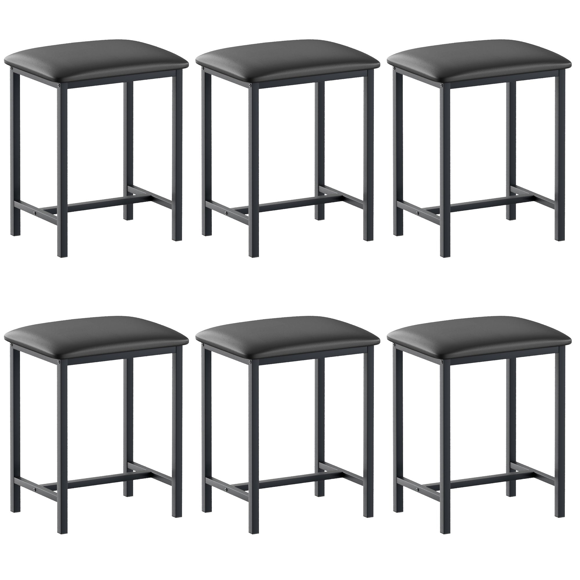 VECELO Set of 6 Counter Height Bar Stools, Modern Backless Kitchen ...
