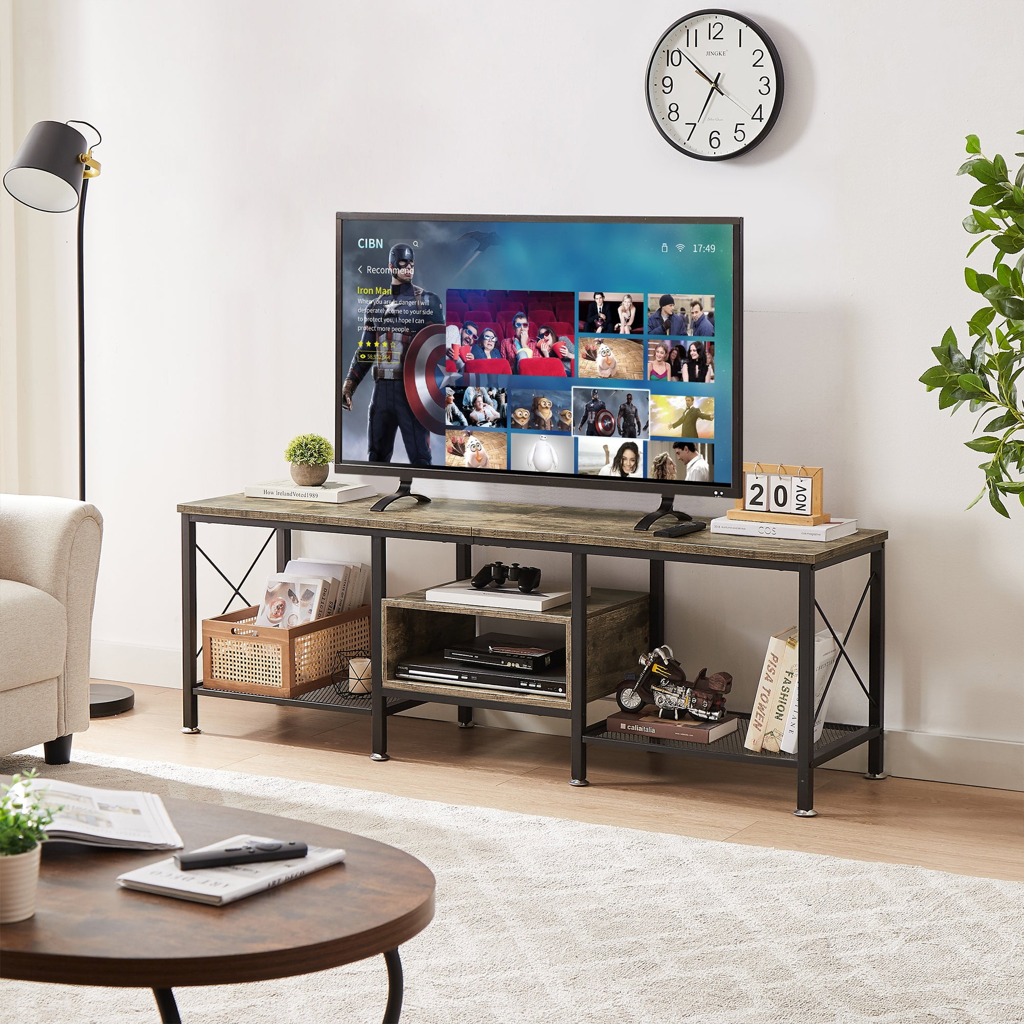 VECELO TV Stand for TV up to 70 Inch, Entertainment Center TV Console ...