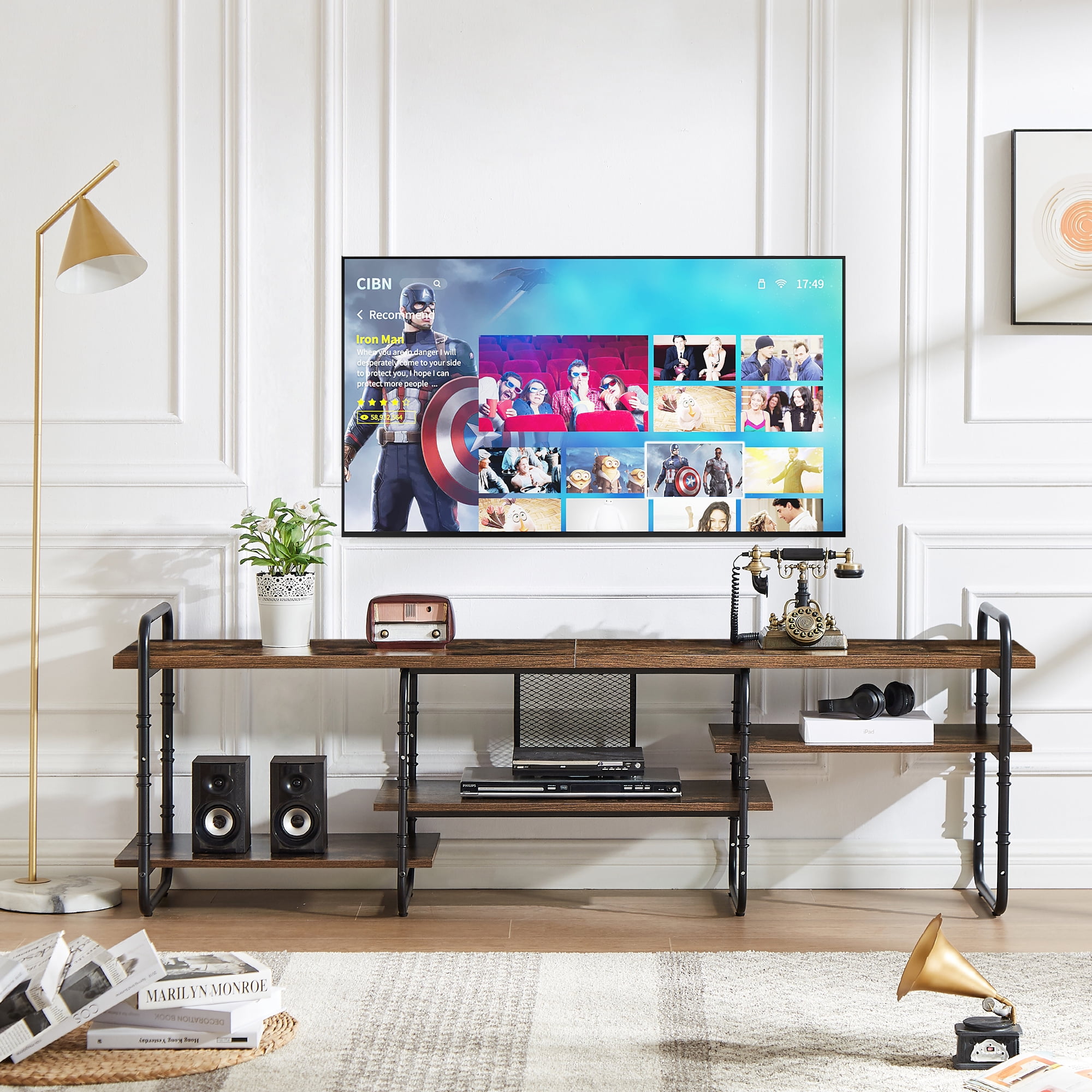 VECELO TV Stand for TVs up to 75 inch, Entertainment Center Console ...