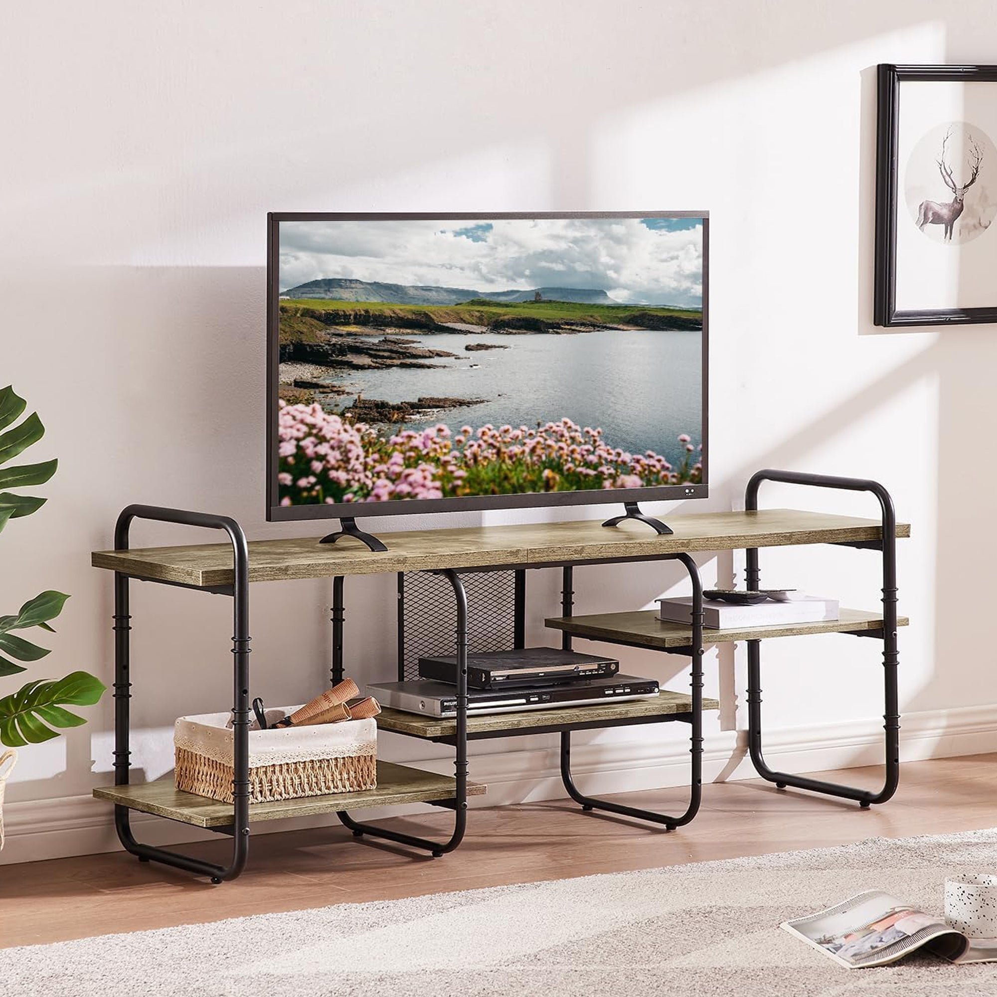 VECELO TV Stand for TVs up to 75 inch, Entertainment Center Console ...