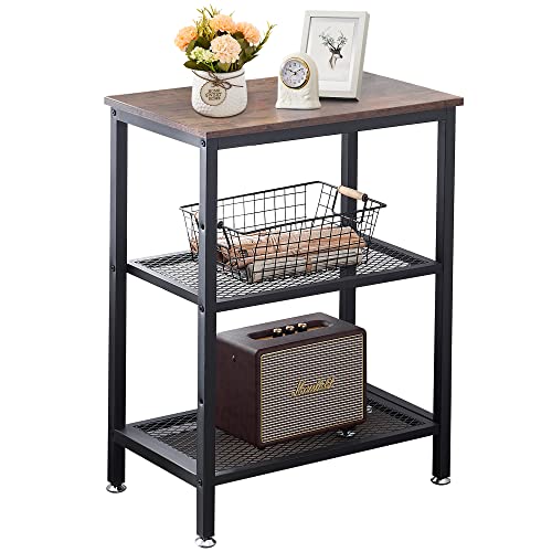 VECELO Tall End Side Tables, 30" height Nightstand with 3-Tier Storage ...