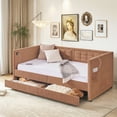 VECELO Upholstered Daybed with Storage Drawers, Twin Size Daybed with ...