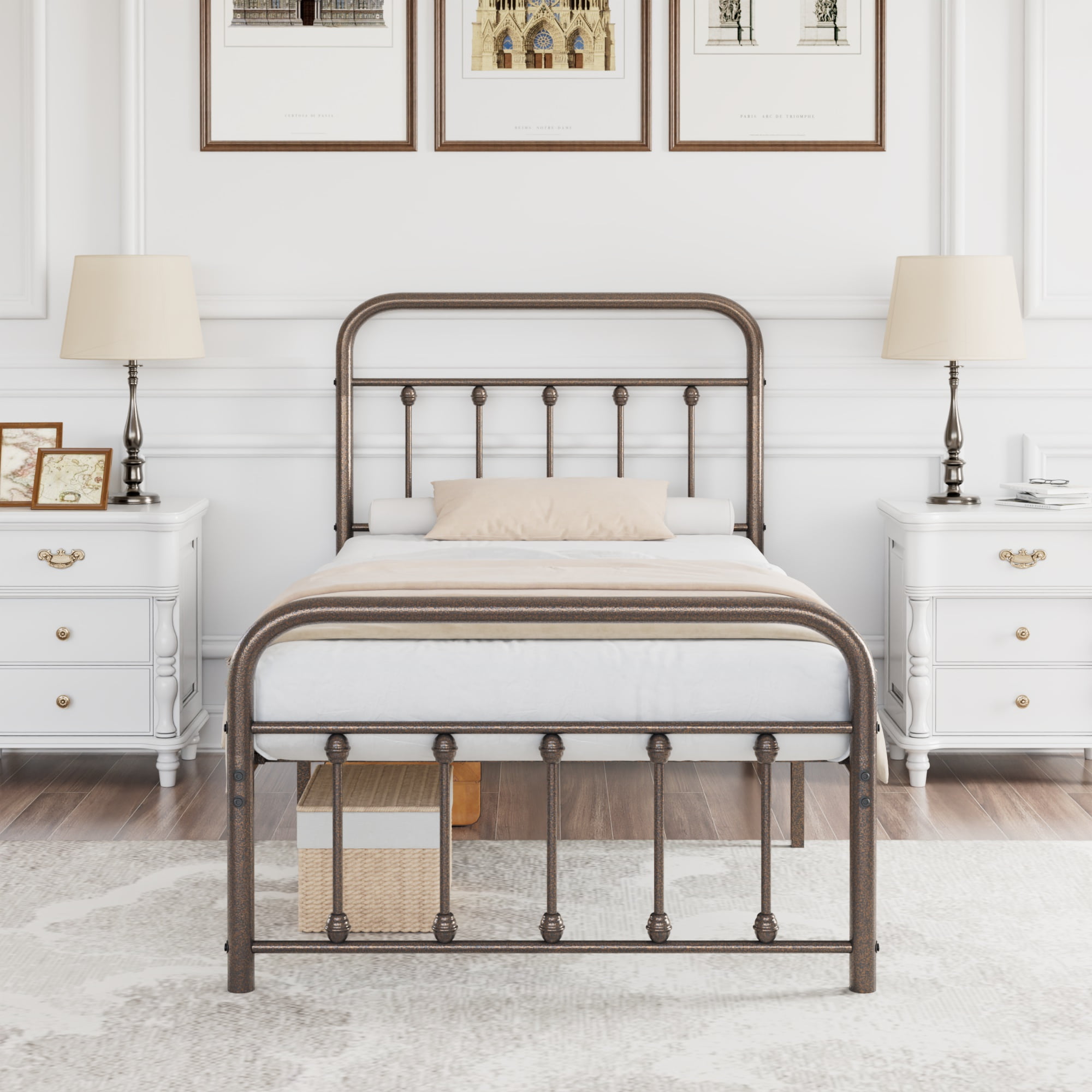 VECELO Twin Size Metal Bed Frame, Foundation Heavy Duty Steel Slats ...