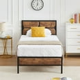 VECELO Twin Size Metal Bed Frame with Wooden Headboard and Footboard ...