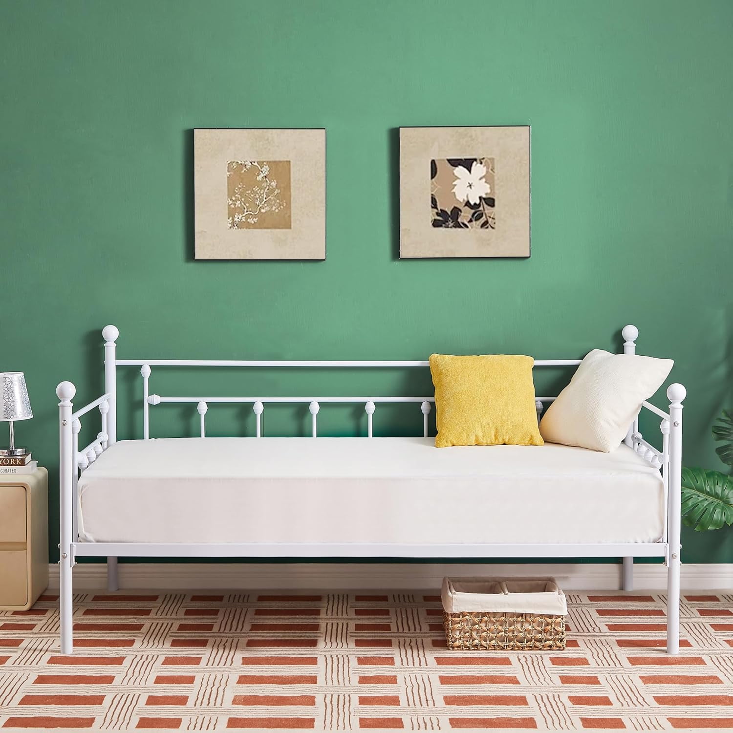 VECELO Twin Trundle Bed Frame Only/Roll Out/Enhanced & Up-Graded Metal ...