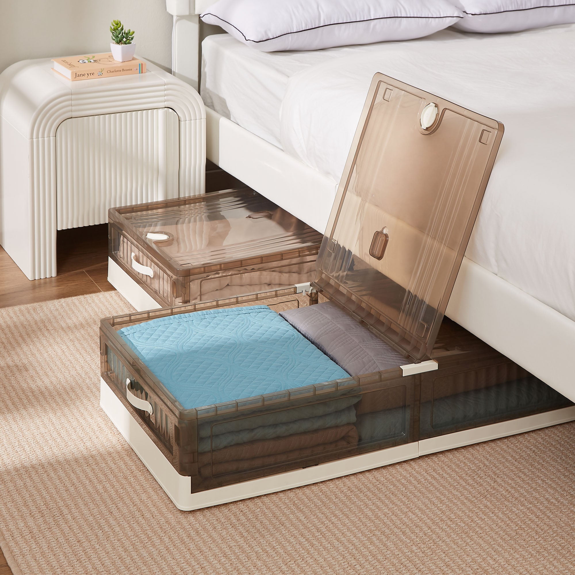 VECELO Under Bed Storage Containers, Stackable Rolling Storage Plastic ...