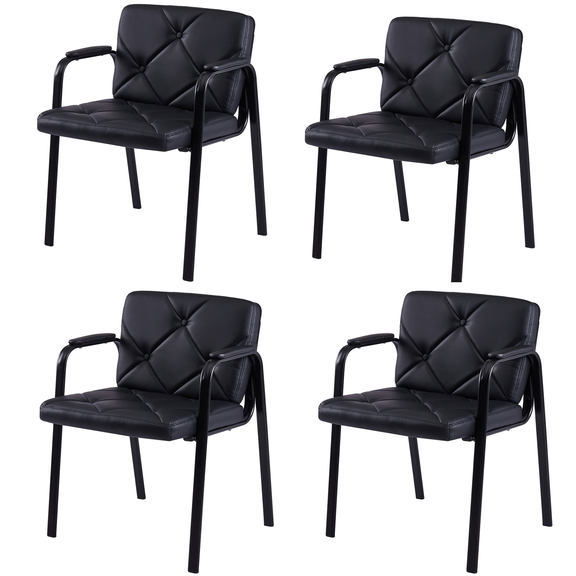 VECELO Waiting Room Chairs Set of 4, Leather Guest Reception Chair with ...