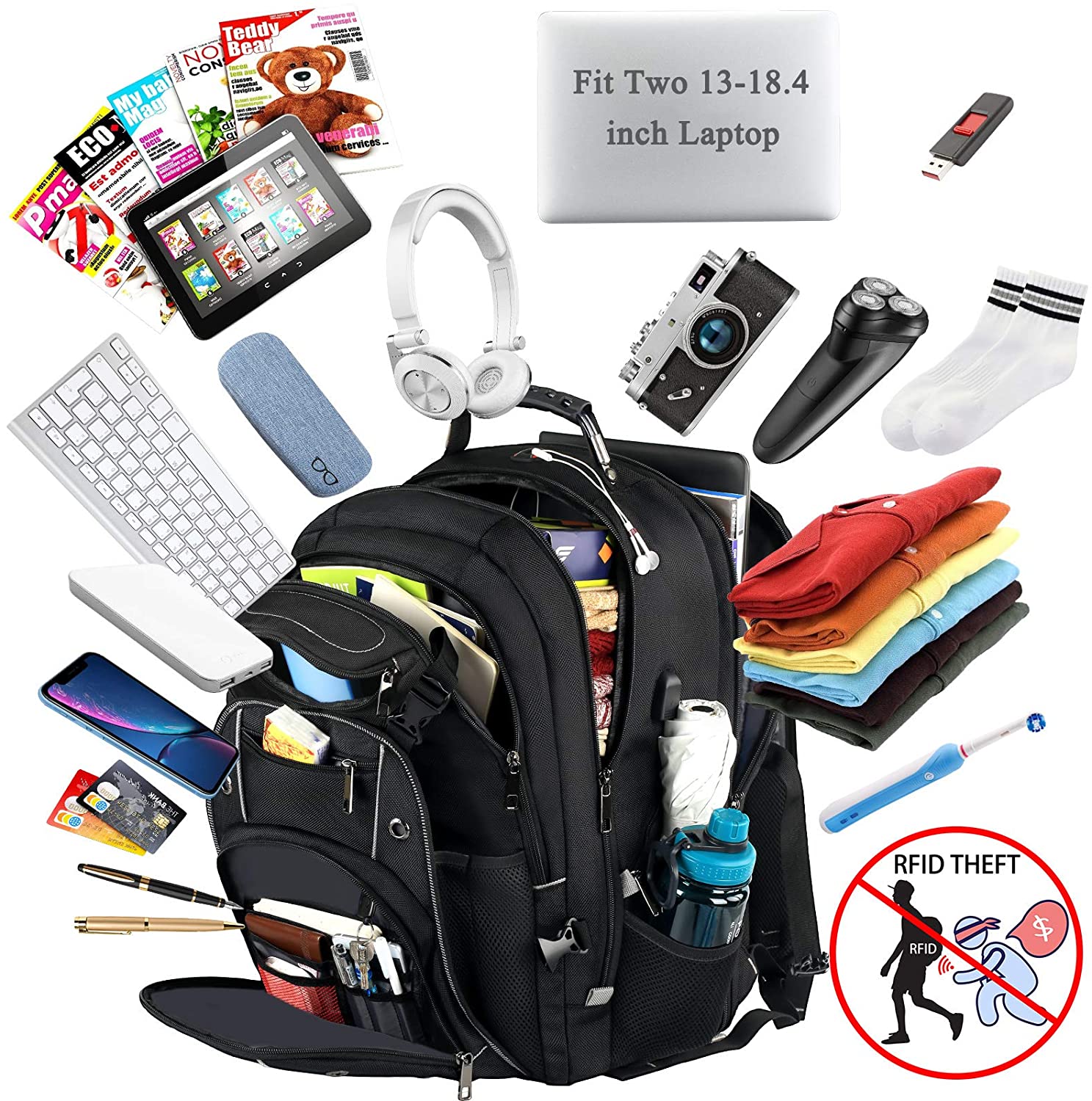 VECKUSON 18.4 Laptop Backpack for unisex, 60L Extra Large Gaming ...