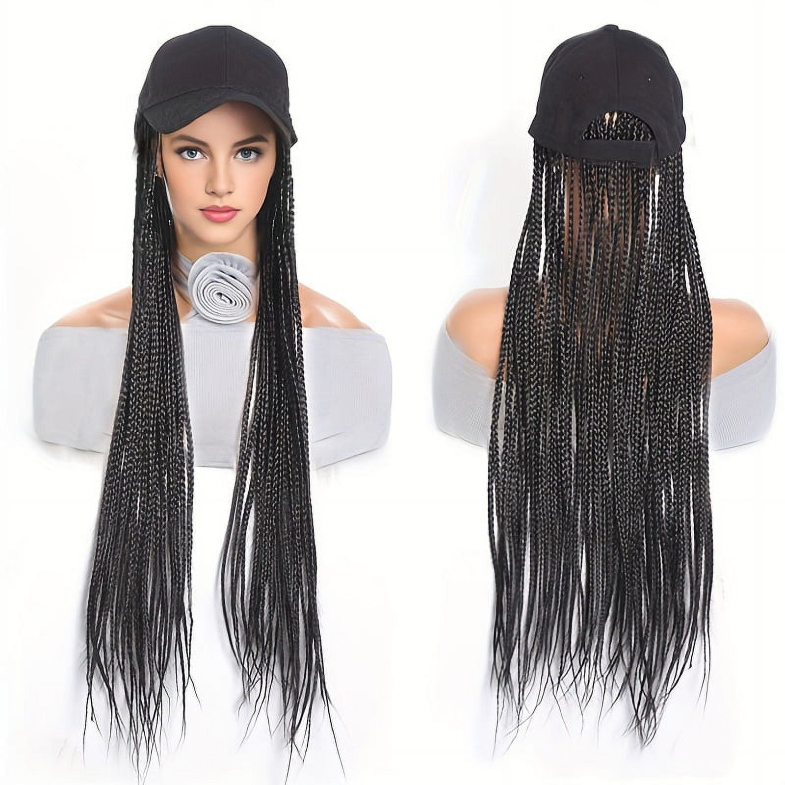 VECPIO 28” Long Box Braid Wig With Baseball Cap - Synthetic Adjustable ...