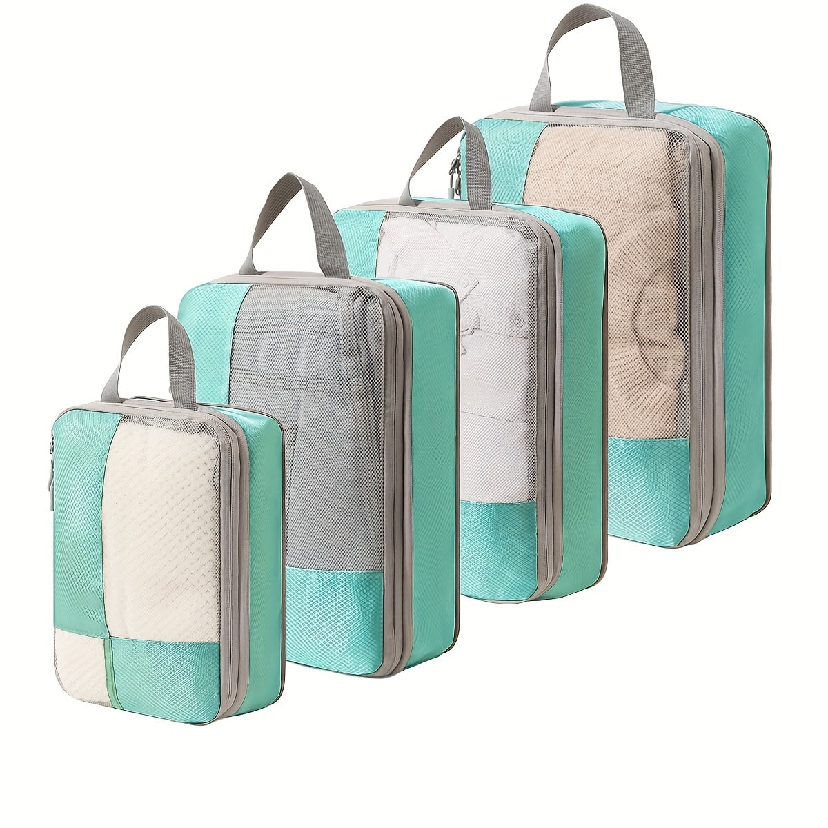 VECPIO 4Pcs Premium Polyester Compression Mesh Packing Cubes - Ultra ...