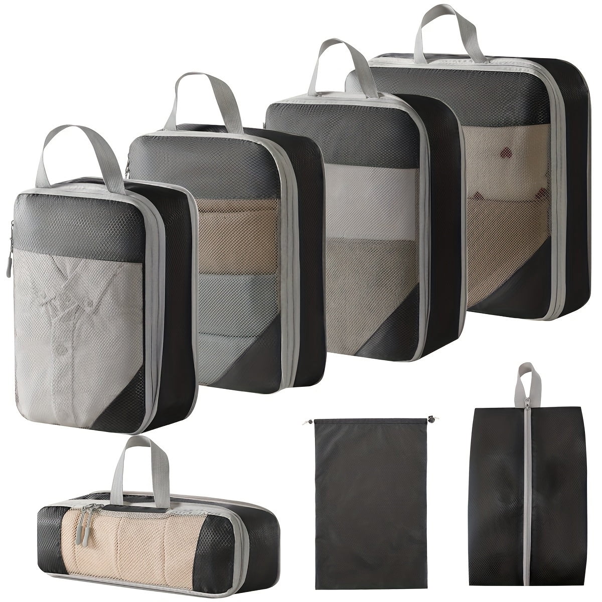 VECPIO 7-Piece Set of Ultra-Organized Compression Packing Cubes - Space ...